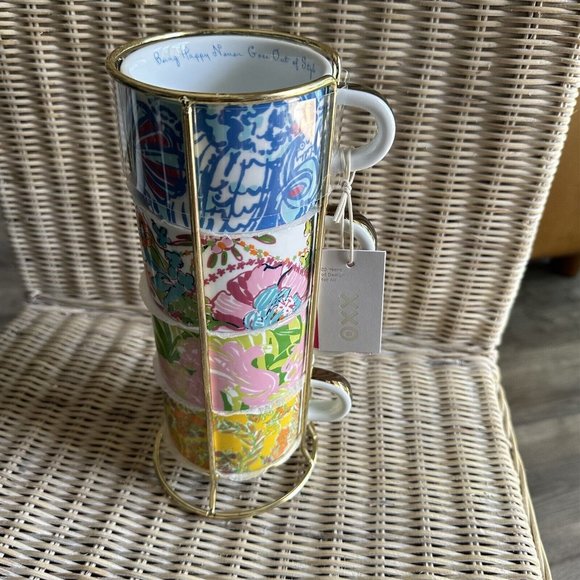 Lilly Pulitzer | Dining | Lilly Pulitzer Set 4 Espresso Stacking Cups ...